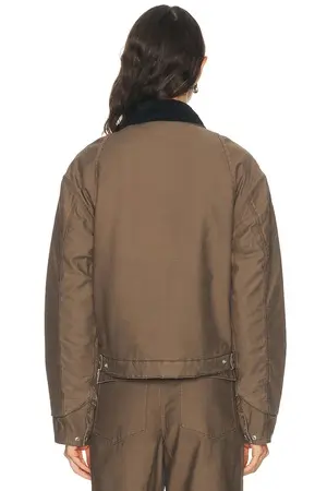 Eterne Cody Slub Cotton Sateen Jacket In Brown