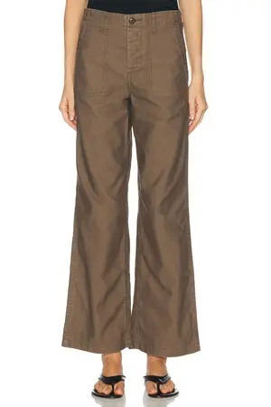Eterne Banjo Slub Cotton Sateen Pant In Brown - Mushroom