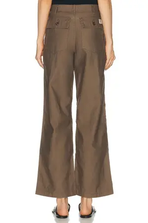 Eterne Banjo Slub Cotton Sateen Pant In Brown