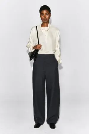 Cos Topstitched Barrel-leg Pants - Gray
