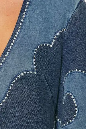 ALEMAIS Jesse Denim Applique Mini Dress - Blue