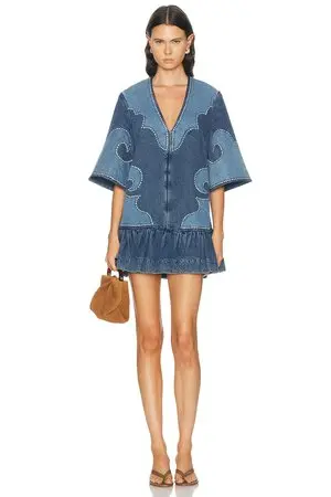 ALEMAIS Jesse Denim Applique Mini Dress