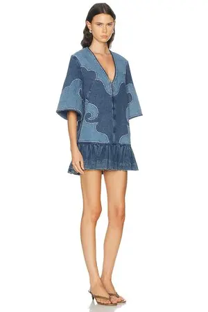 ALEMAIS Jesse Denim Applique Mini Dress