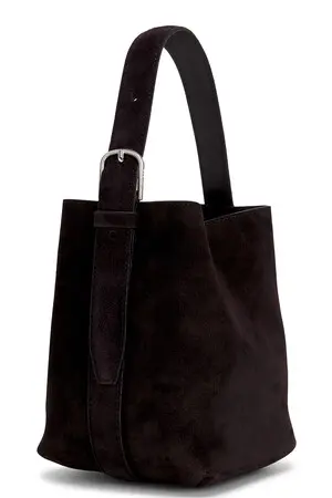 TOTEME Petite Belted Suede Tote Bag In Chocolate - Espresso