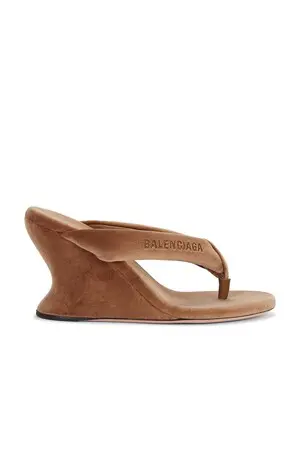 Balenciaga Gaeta Wedge Thong Sandal - Hazelnut