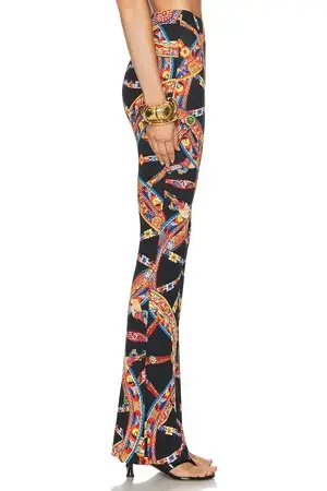 Dolce & Gabbana Organzino Pes Caretto Print Flare Pant In Black