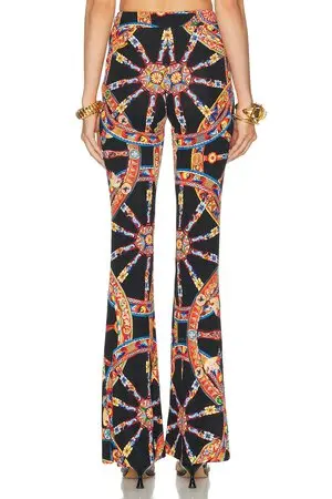 Dolce & Gabbana Organzino Pes Caretto Print Flare Pant In Black