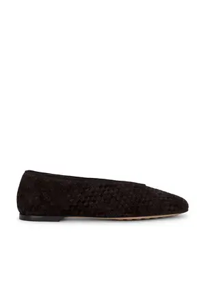 Bottega Veneta Rosa Ballerina Flat In Chocolate - Espresso