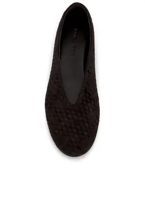 Bottega Veneta Rosa Ballerina Flat In Chocolate - Espresso