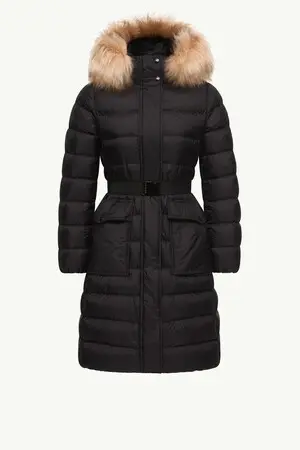 Moncler Khloesse Shearling-trimmed Hooded Long Down Jacket - Black