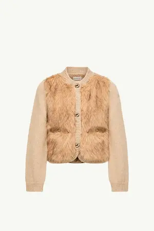 Moncler Alpaca & Wool Blend Padded Cardigan - Beige