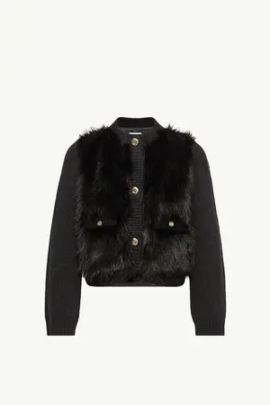 Moncler Alpaca & Wool Blend Padded Cardigan - Black