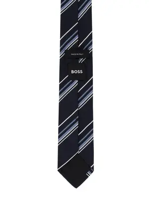 BOSS Cravatta Jacquard A Righe Diagonali - Blue