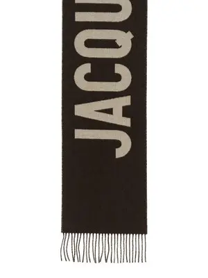 Jacquemus Sciarpa In Lana Con Frange E Logo