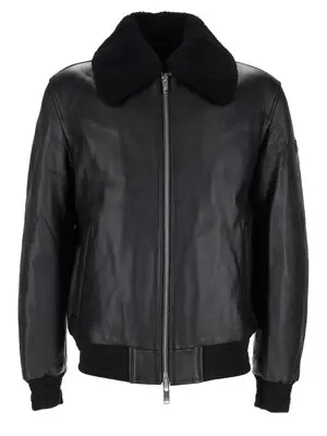 Moose Knuckles Bomber "toba" In Pelle - Black