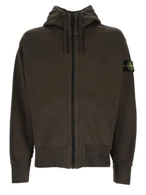 Stone Island Felpa Con Patch Logo - Brown