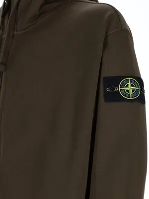 Stone Island Felpa Con Patch Logo - Brown