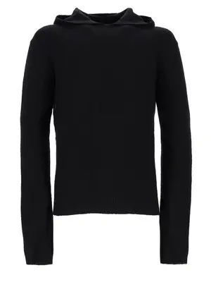 Rick Owens Maglia In Cashmere Con Cappuccio - Black