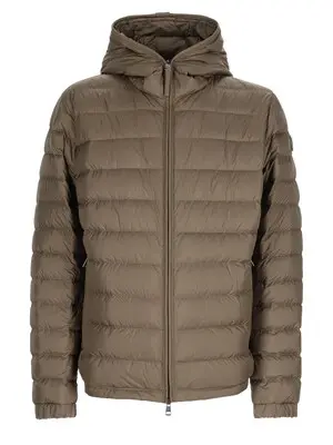 Moncler Piumino Corto "solienn" Con Cappuccio - Brown