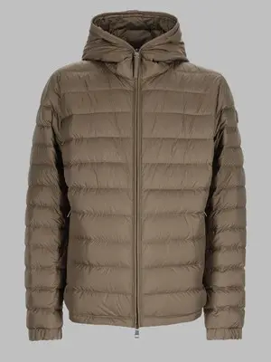 Moncler Piumino Corto "solienn" Con Cappuccio - Brown