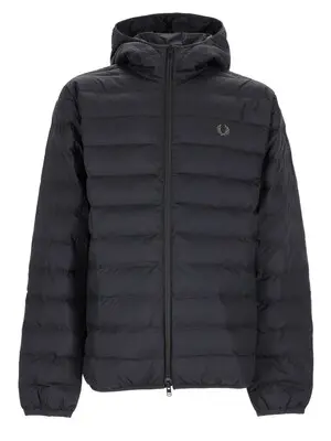 Fred Perry Giacca Imbottita Con Cappuccio - Black