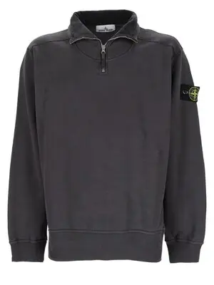 Stone Island Felpa Con Zip Corta E Patch Logo - Grey