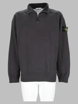 Stone Island Felpa Con Zip Corta E Patch Logo
