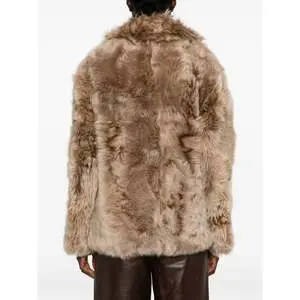 YVES SALOMON Neutrals Jackets Faux Fur & Shearling Jackets