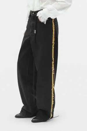 ANN DEMEULEMEESTER Annela 5-pockets Straight Leg Loose Trousers With Side Bands