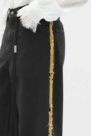 ANN DEMEULEMEESTER Annela 5-pockets Straight Leg Loose Trousers With Side Bands