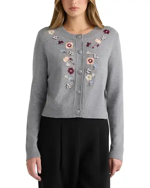 NVLT Embroidered Embellished Cardigan Sweater