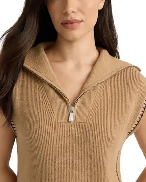 Hunter Embroidery Stitch Half Zip Sweater