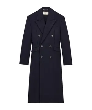 Saint Laurent Double-breasted Long Coat - Blue