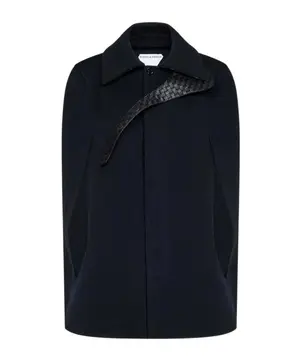 Bottega Veneta Intrecciato Collar Cape - Navy