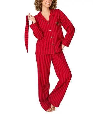 PJ Salvage Long Sleeve Cotton Flannel Pajama Set - Lipstick