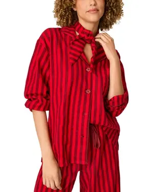 PJ Salvage Long Sleeve Cotton Flannel Pajama Set - Lipstick