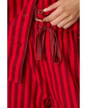 PJ Salvage Long Sleeve Cotton Flannel Pajama Set - Lipstick