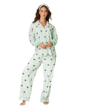 PJ Salvage Long Sleeve Cotton Flannel Pajama Set - Pool Blue