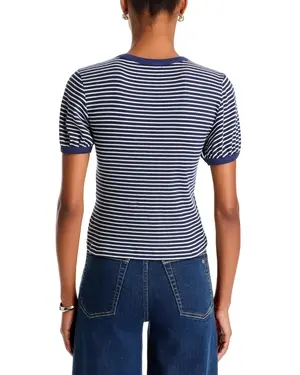 Rag & Bone The Essential Rib Striped Pima Cotton Stretch Tee - Navy Multi
