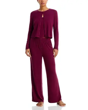 Honeydew Intimates Blissful Cardigan, Cami & Pants Pajama Set - Redwine