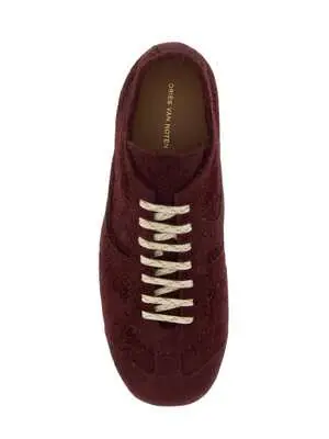 Dries Van Noten Burgundy Suede Sneakers