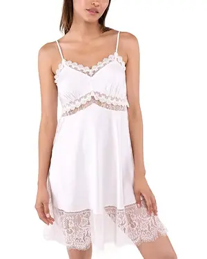 Flora Nikrooz Skyler Lace Trim Satin Chemise