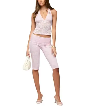 EDIKTED Talisa Foldover Lace Capri Leggings