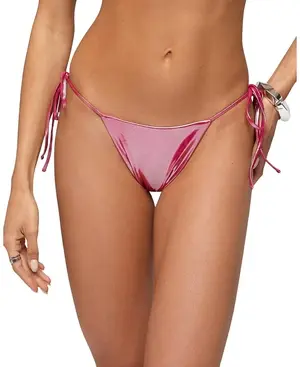 EDIKTED Seffey Metallic String Bikini Bottom - Pink