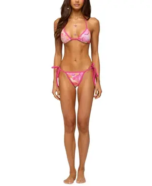 EDIKTED Hanai Floral Rhinstone Triangle Bikini Top
