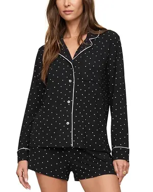 Z Supply Luxe Dot Print Pajama Shirt - Black
