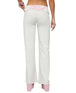 EDIKTED Wknd Sequin Foldover Pants