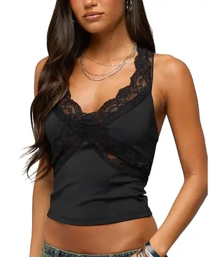 EDIKTED Alli Lacey Tank Top - Black