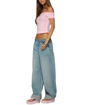 EDIKTED Mack Studded Off Shoulder Top