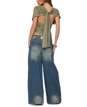 EDIKTED Ellora Beaded Flutter Tie Top